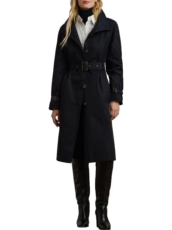Ralph Lauren Belted Water-resistant Longline Coat - Dk Navy