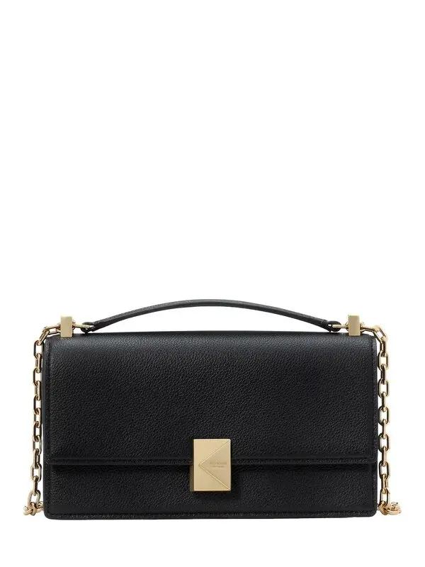 Kate Spade New York Deco Pebble Leather Convertible Crossbody Bag - Black