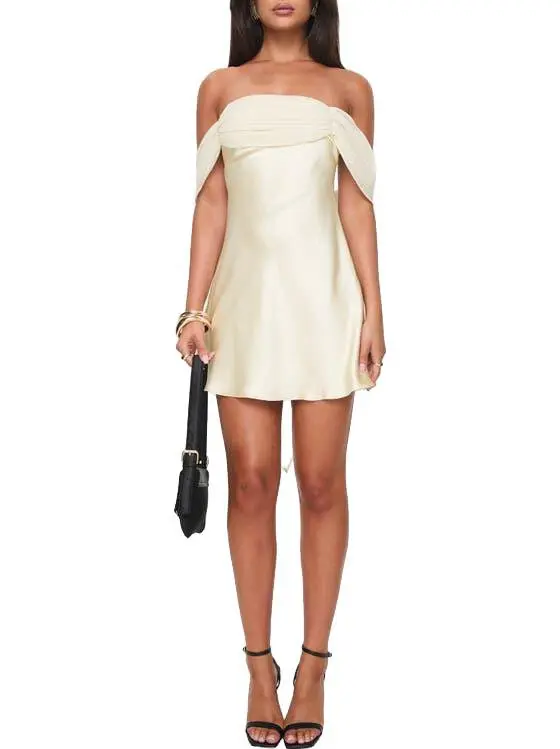 Princess Polly Adoration Off The Shoulder Mini Dress - Light Beige