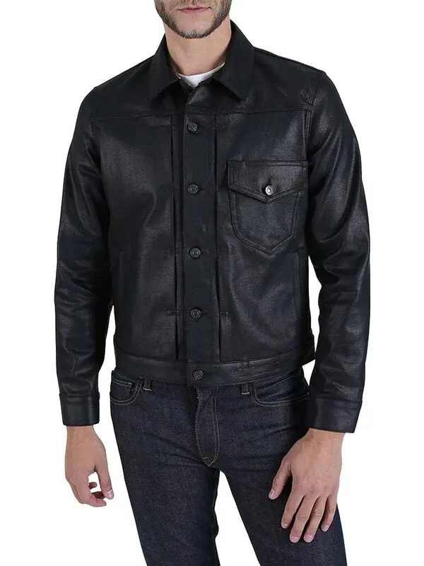 HIROSHI KATO The Black Coated Denim Jacket - Black Raw