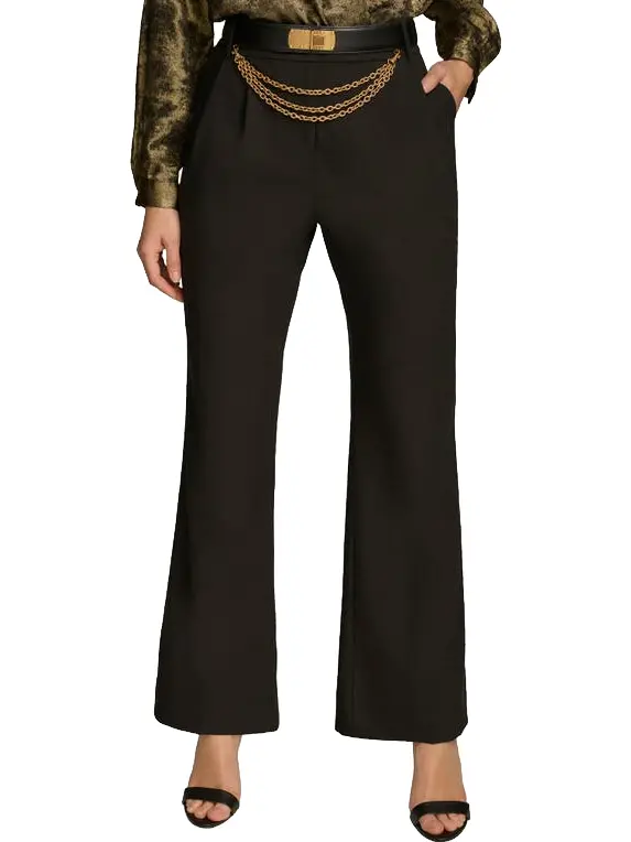 Donna Karan New York Chain Belt Wide Leg Pants - Black
