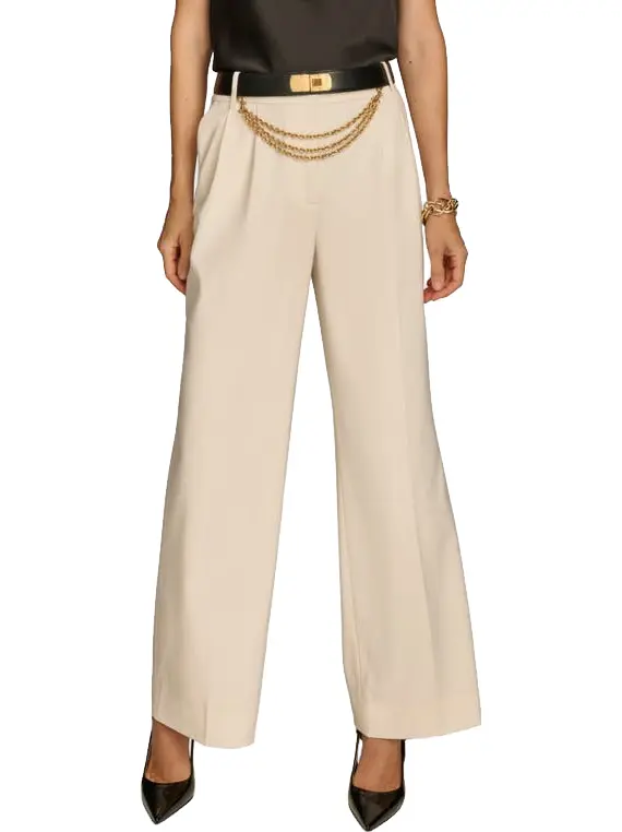 Donna Karan New York Chain Belt Wide Leg Pants - Ivory