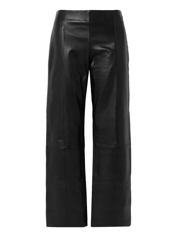 ST. AGNI Paneled Textured-leather Straight-leg Pants - Black