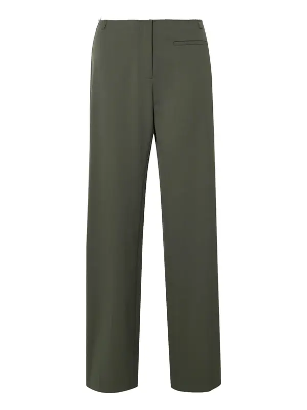 ST. AGNI Frayed Wool-blend Twill Pants - Green