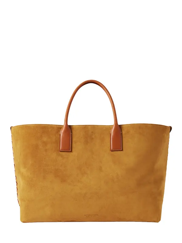 Bottega Veneta Cabat Large Leather-trimmed Suede Tote - Brown