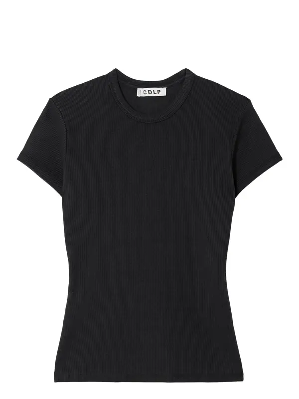 CDLP Ribbed Stretch Lyocell And Cotton-blend T-shirt - Black