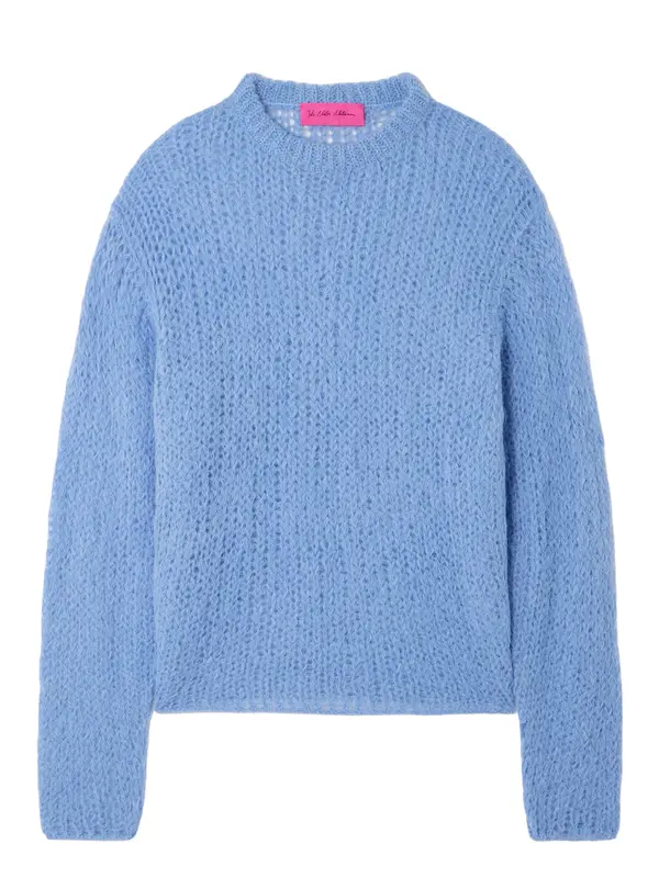 THE ELDER STATESMAN Thistle Brushed Alpaca-blend Sweater - Blue