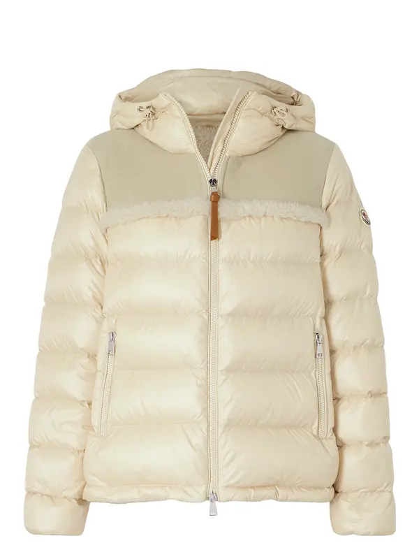 Moncler Beauvais Shearling-paneled Quilted Shell Hooded Down Jacket - White