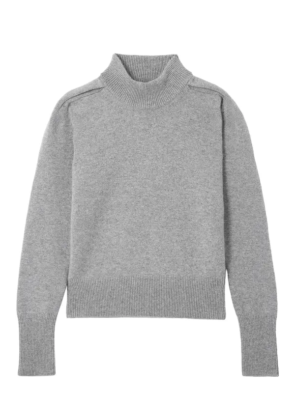 Sasuphi Ribbed Cashmere Mock Neck Sweater - Gray