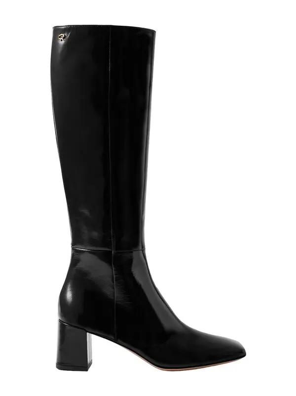 GIANVITO ROSSI Nuit 55 Patent-leather Knee Boots - Black