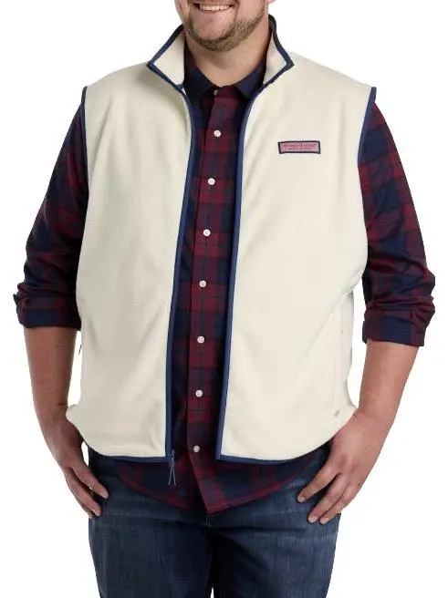 Vineyard Vines Big & Tall Harbor Fleece Vest - Stone