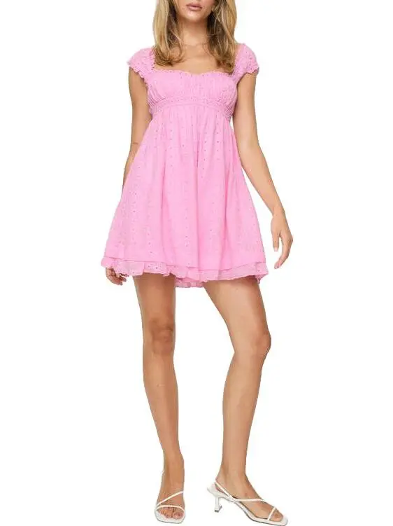 Princess Polly Carlita Eyelet Embroidered Mini Dress - Pink
