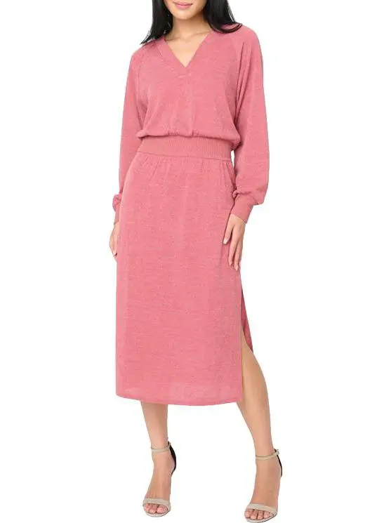 GIBSONLOOK Long Sleeve Sweater Dress - Dark Mauve