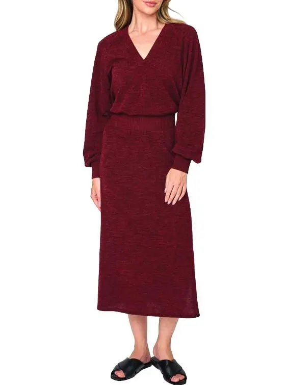 GIBSONLOOK Long Sleeve Sweater Dress - Red Wine