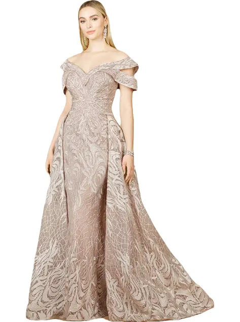 LARA NEW YORK Off-shoulder Mermaid Lace Gown - Rosewater