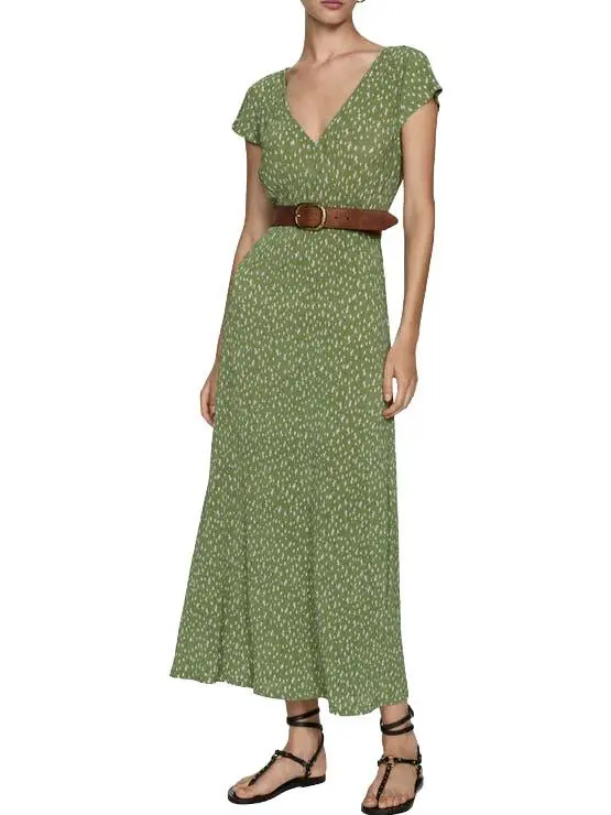 Mango Floral Crinkle Dress - Green