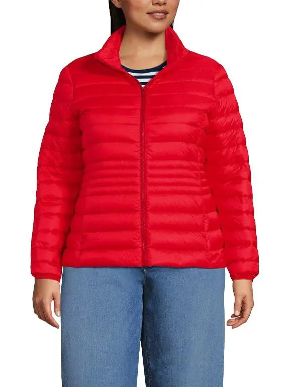 LANDS' END Wanderweight Ultralight Packable Down Jacket - Bright Cherry