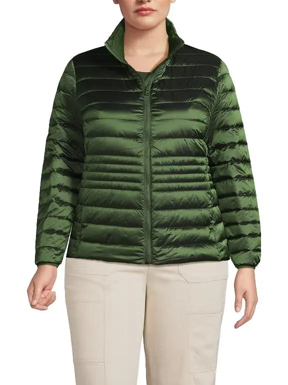 LANDS' END Wanderweight Ultralight Packable Down Jacket - Estate Green Shine
