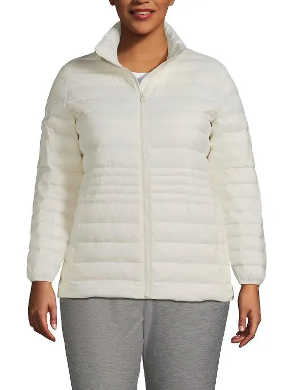 LANDS' END Wanderweight Packable Down Jacket - Ivory