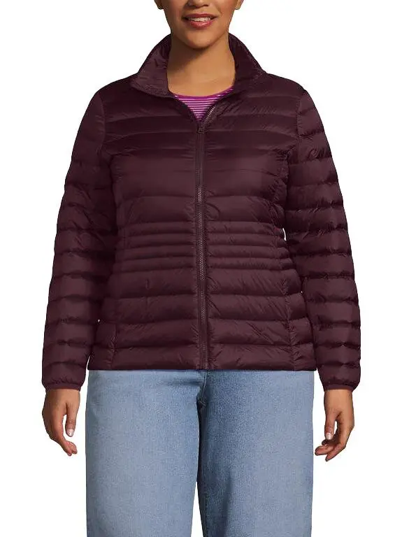 LANDS' END Wanderweight Ultralight Packable Down Jacket - Lush Burgundy Shine