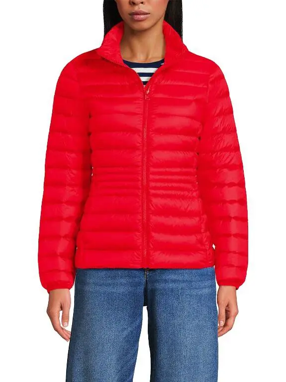 LANDS' END Wanderweight Ultralight Packable Down Jacket - Bright Cherry