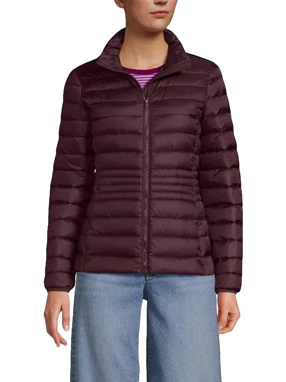 LANDS' END Wanderweight Ultralight Packable Down Jacket - Lush Burgundy Shine
