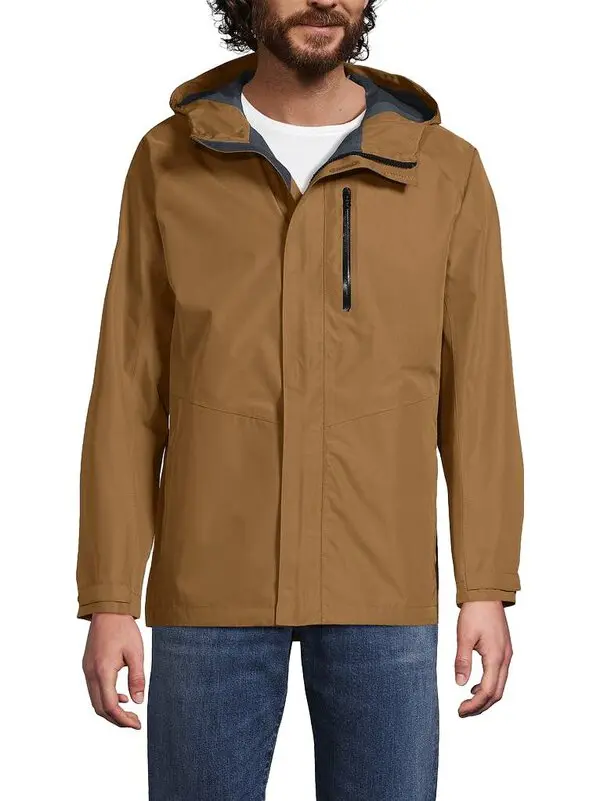 LANDS' END Waterproof Stretch Rain Jacket - Canyon Camel