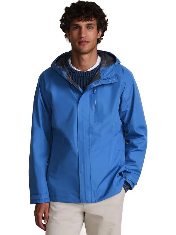 LANDS' END Waterproof Stretch Rain Jacket - Muted Cobalt Blue