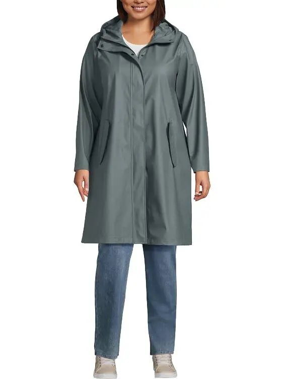 LANDS' END Waterproof Rain Slicker Coat - Evening Forest