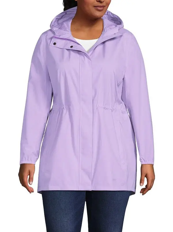 LANDS' END Print Waterproof Hooded Packable Raincoat - Lilac Petal
