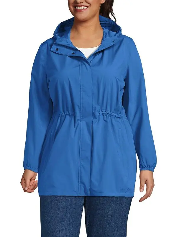 LANDS' END Squall Packable Waterproof Raincoat - Muted Cobalt Blue