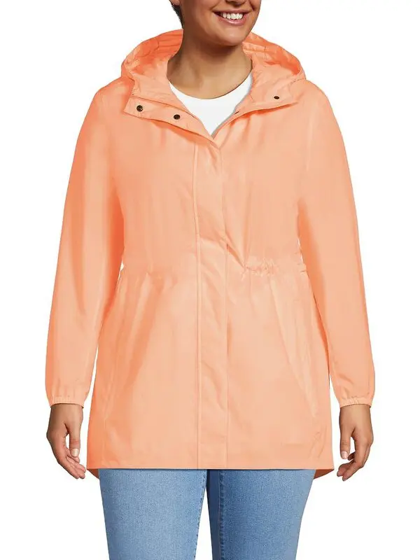 LANDS' END Squall Packable Waterproof Raincoat - Peach Sorbet