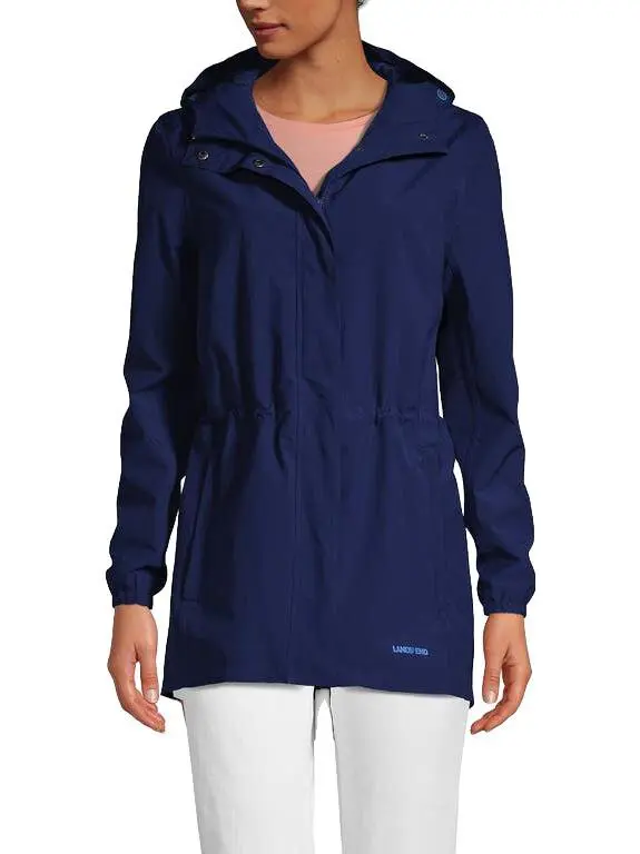 LANDS' END Squall Packable Waterproof Raincoat - Deep Sea Navy