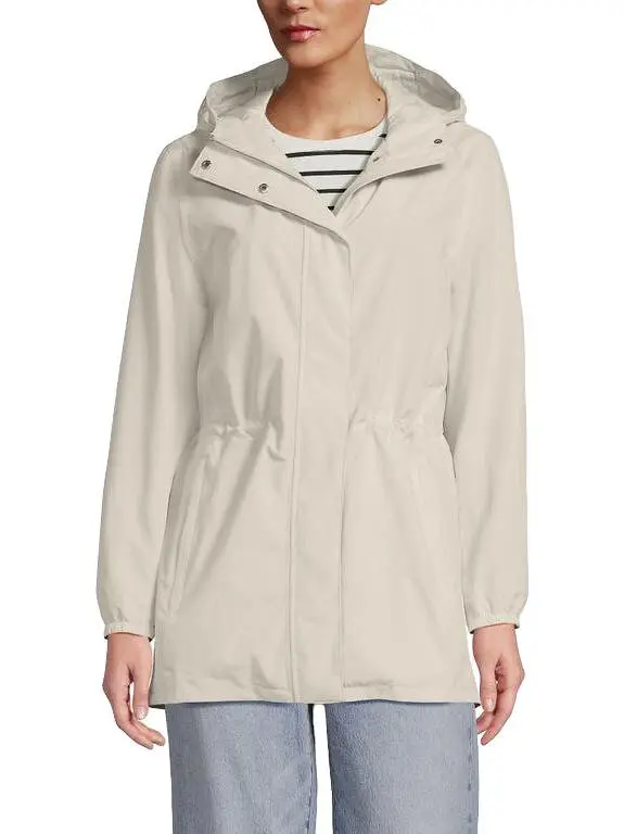 LANDS' END Squall Packable Waterproof Raincoat - Ivory Latte