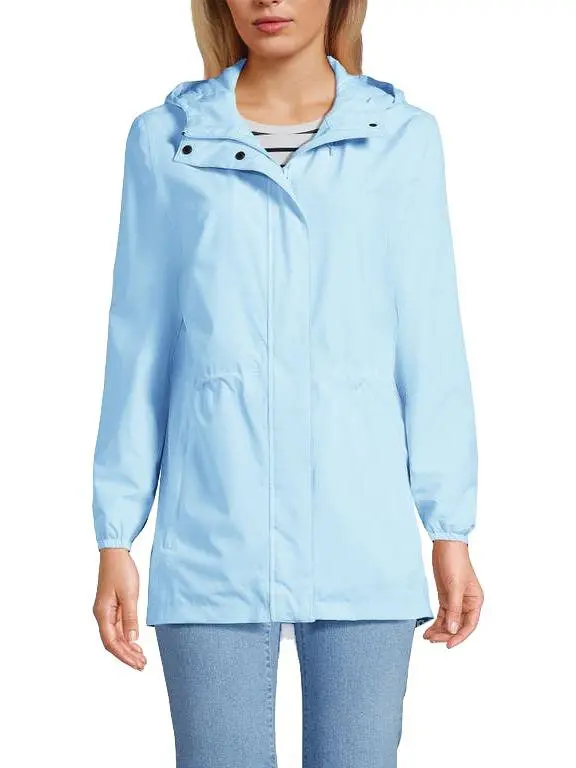 LANDS' END Squall Packable Waterproof Raincoat - Subtle Blue