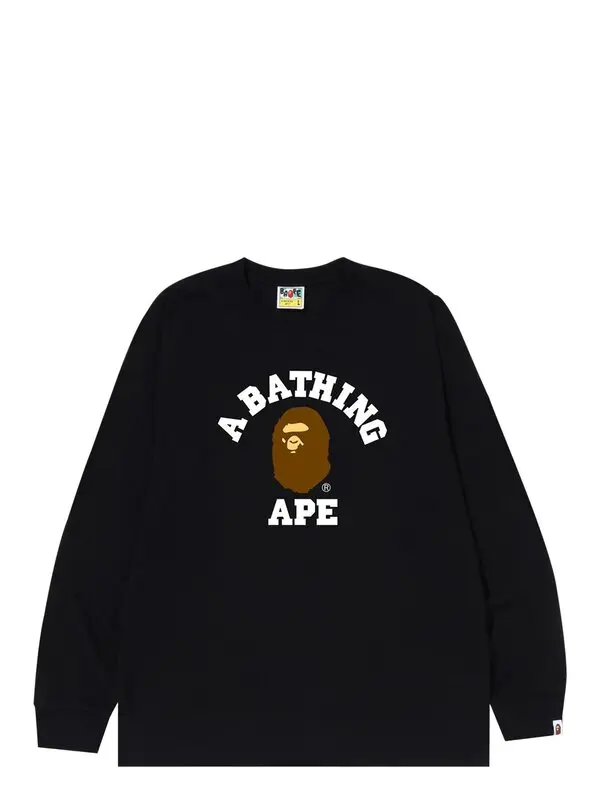 A BATHING APE College Long-sleeve Tee - Black
