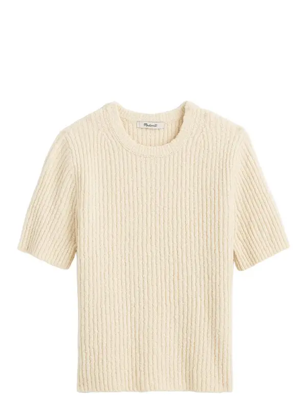 Madewell Bouclé Knit Crewneck Tee - Antique Cream