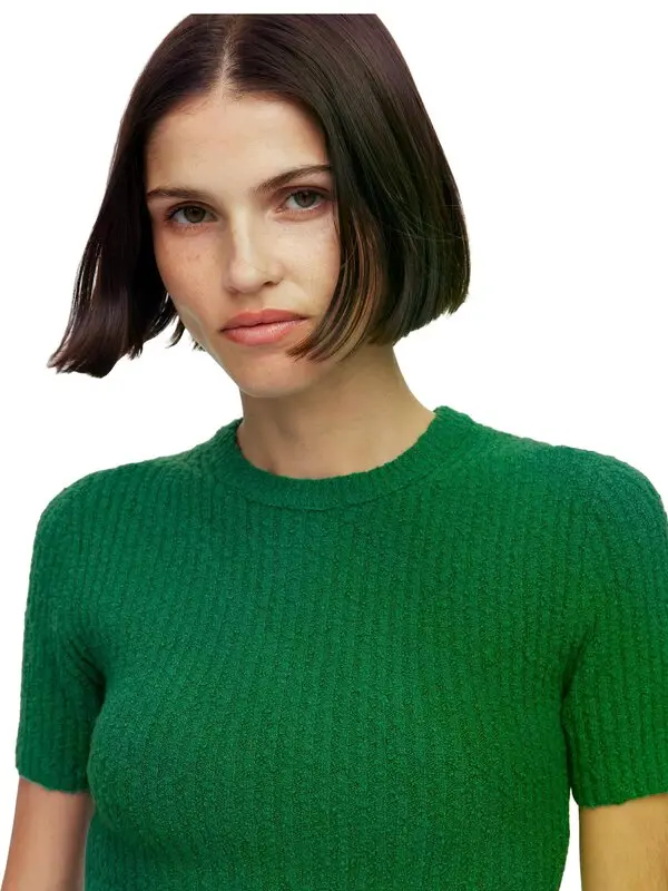 Madewell Bouclé Knit Crewneck Tee - Verdant Green