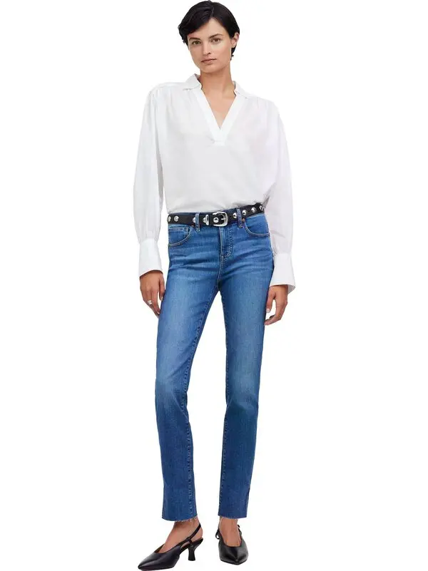 Madewell Mid-rise Stovepipe Raw-hem Jeans - Harsdale Wash