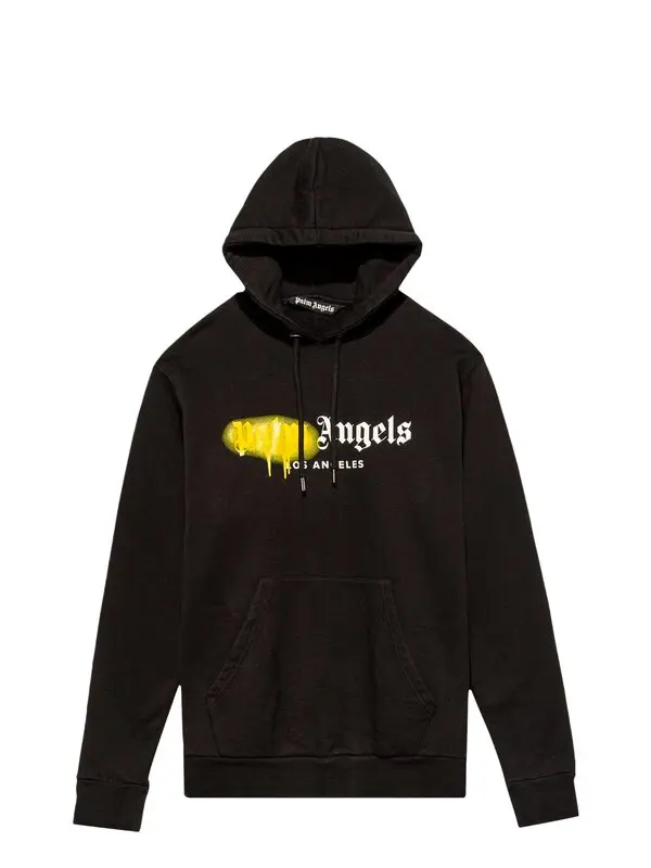 Palm Angels La Sprayed Logo Hoodie - Black