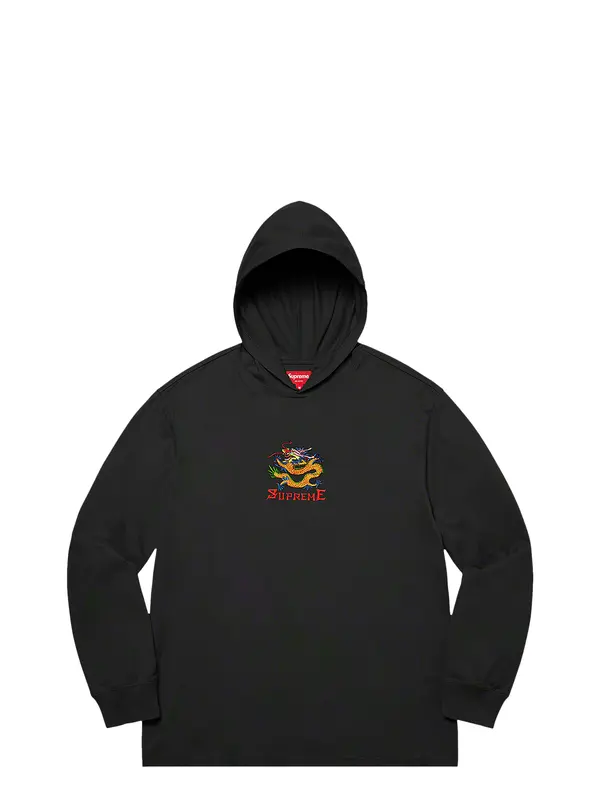Supreme Dragon Hooded Long-sleeve Top - Black