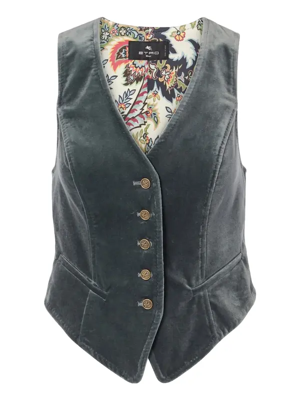 Etro Velvet Vest - Blue