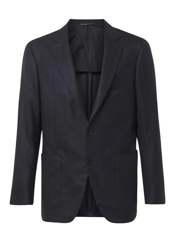 Canali Kei Silk And Cashmere Blazer - Blue
