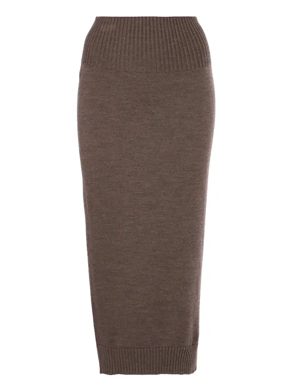 Max Mara Melk Virgin Wool Midi Skirt - Brown
