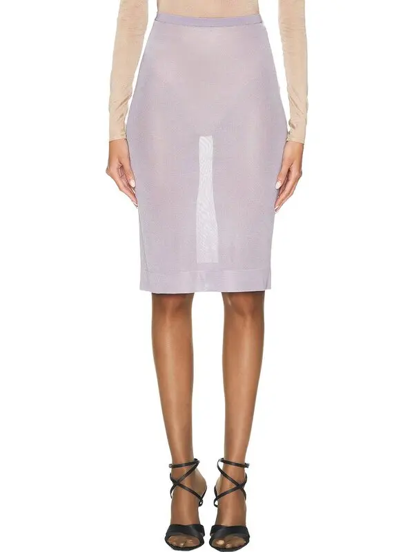Saint Laurent Sheer Midi Skirt - Lilas Cendre