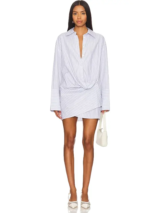 H:OURS Faye Shirt Dress - Gray & White