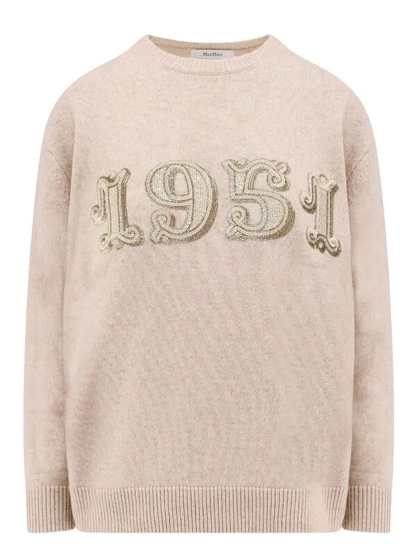 Max Mara Wool And Cashmere Sweater With Sequins - Beige