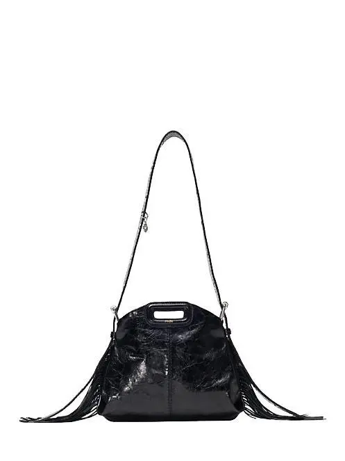 Maje Miss M Logo-charm Leather Shoulder Bag - Black