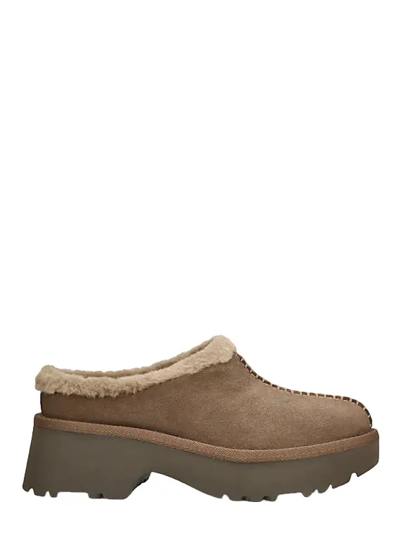 UGG Suede And Shearling Clogs - Dark Brown