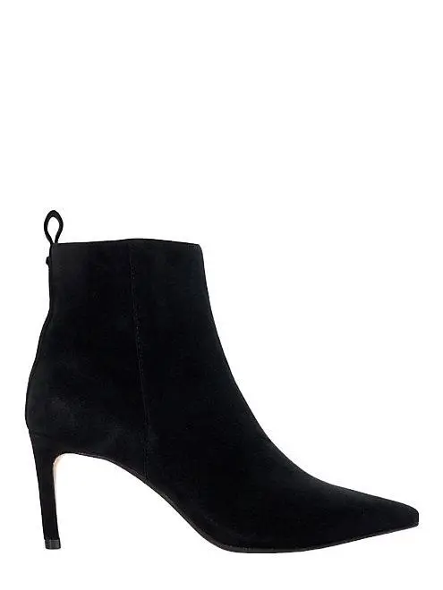 DUNE Logo-badge Stiletto-heel Suede Ankle Boots - Black Suede